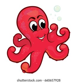 Cute Cartoon Monster Alien Octopus Vector Stock Vector (Royalty Free ...