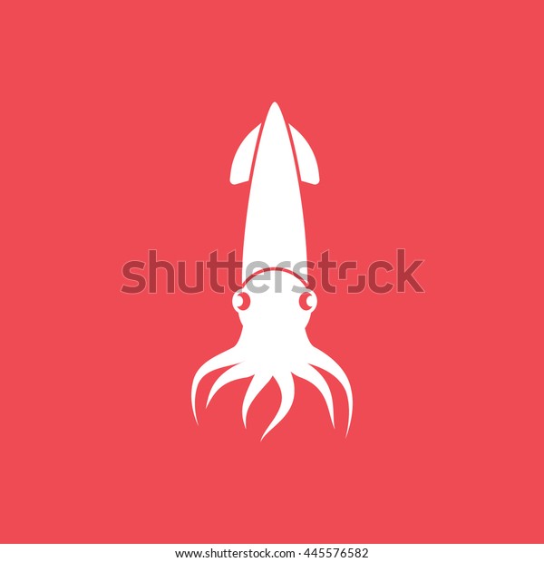 Octopus Flat Icon On Red Background Stock Vector (Royalty Free) 445576582
