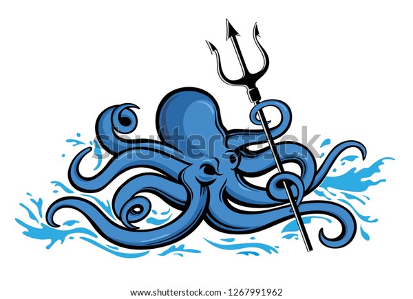 Octopus Poseidon Design Vector Stock Vector (Royalty Free) 1267991962 ...