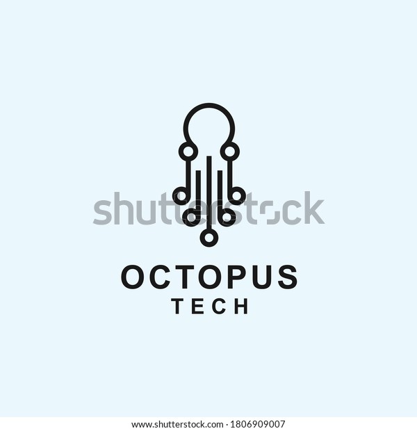 Octopus Tech Logo Design Vector Illustration Stock Vector (Royalty Free ...