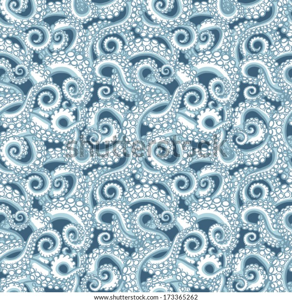 Octopus Tentacles Seamless Pattern Hand Drawn Stock Vector (Royalty ...