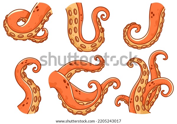 Octopus Tentacles Vector Cartoon Set Isolated Stock Vector (Royalty Free) 2205243017 | Shutterstock