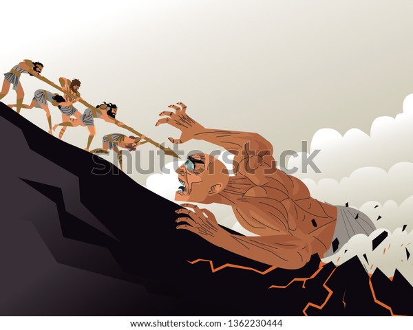 Odisseus Fighting Cyclops Stock Vector (Royalty Free) 1362230444 ...