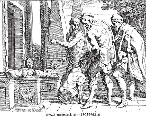 Odysseus Recognized By His Dog Argus Stock Vector (Royalty Free ...