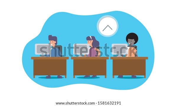 Office Activity Flat Design Illustration Stock Vector (Royalty Free ...