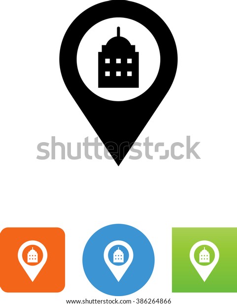 Office Building Location Pin Icon Stock Vector (Royalty Free) 386264866 ...