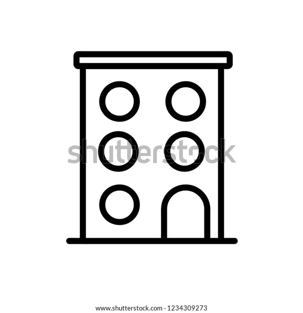 Office Building Outline Icon Round Window: เวกเตอร์สต็อก (ปลอดค่า ...