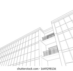 Office Building Sketch Vector Illustration Stock Vector (Royalty Free ...