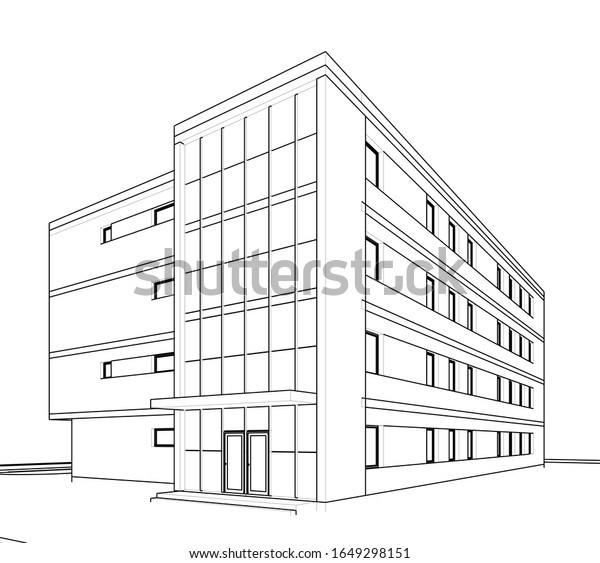 Office Building Sketch Vector Illustration Stock Vector (Royalty Free ...