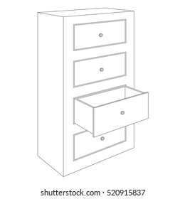 Office Cabinet Outline Drawing Vector Illustration Stock Vector ...