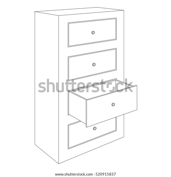 Office Cabinet Outline Drawing Vector Illustration 스톡 벡터(로열티 프리 ...