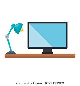 Office Desk Computer Lamp Stock Vector (Royalty Free) 1095111200