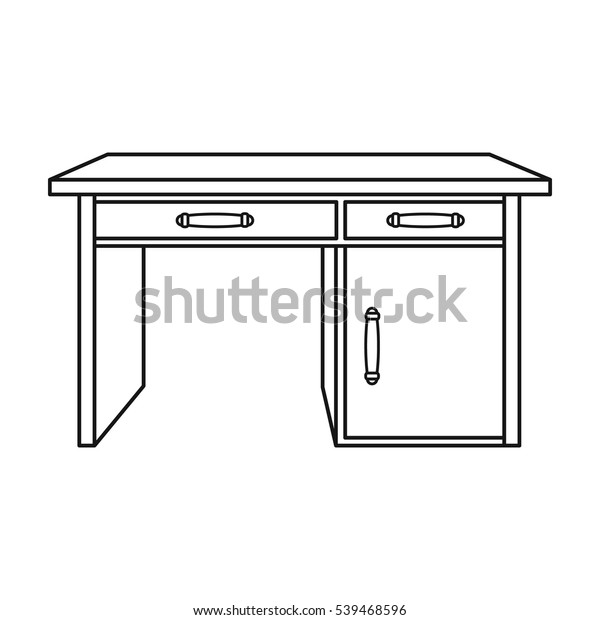 Office Desk Icon Outline Style Isolated Stock Vector (Royalty Free ...