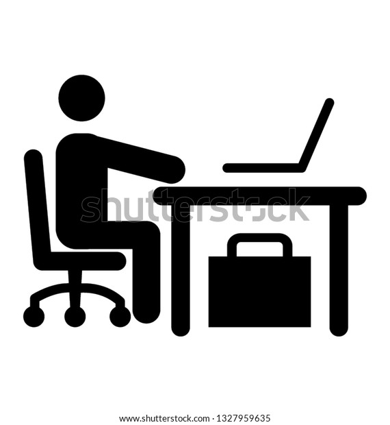 Office Desk Pictogram Workplace Concept Stock Vector (Royalty Free ...