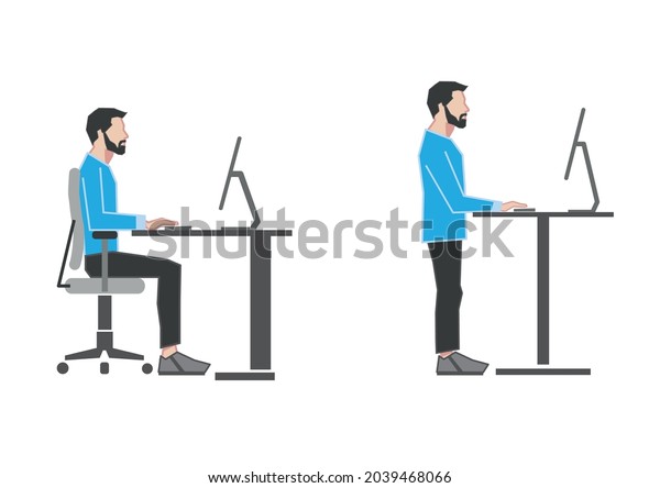 Office Ergonomics How Sit Desk When Stock Vector (Royalty Free ...