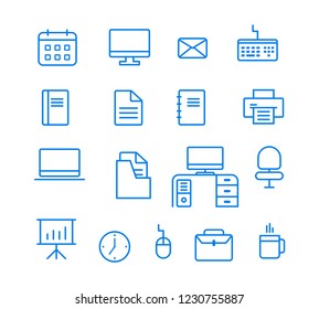 Office Flat Outlined Minimalist Icon Set Stock Vector (Royalty Free ...