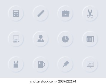 Office Gray Vector Icons On Round Stock Vector (Royalty Free ...