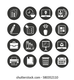 Office Icon Set Circle Buttons Stock Vector (Royalty Free) 580352110