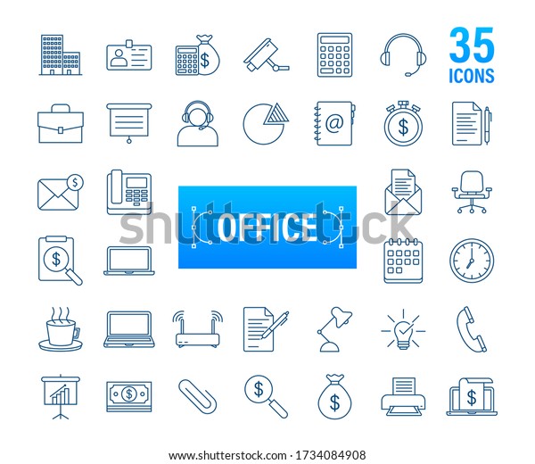 Office Icon Web Icon Set Office Stock Vector (Royalty Free) 1734084908 ...