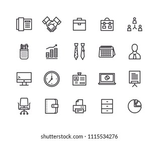 Office Icons White Background Simple Line Stock Vector (Royalty Free ...