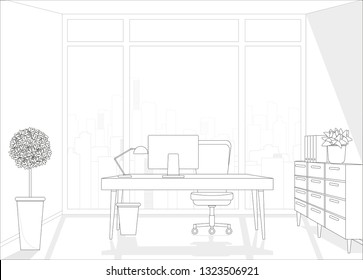 Office Interior Vector Illustration Stock Vector (Royalty Free ...