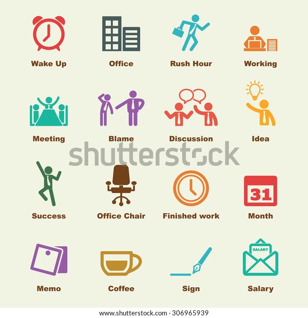 Office Life Elements Vector Infographic Icons Stock Vector (Royalty ...