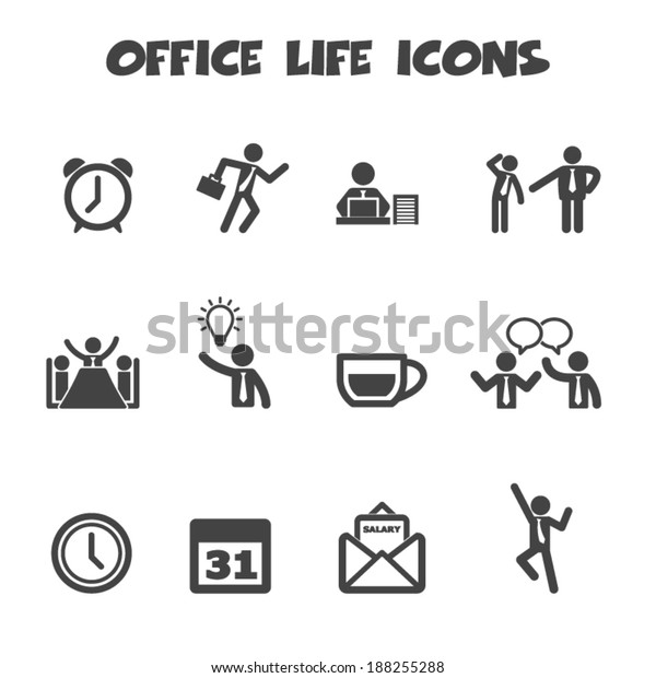 Office Life Icons Mono Vector Symbols Stock Vector (Royalty Free ...