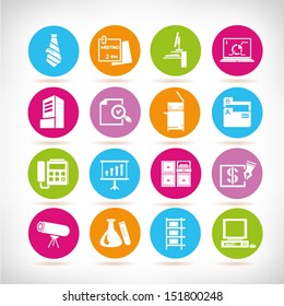 Office Management Icons Set Round Button Stock Vector (Royalty Free ...
