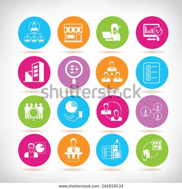 Office Organization Management Icons Stock Vector (Royalty Free ...