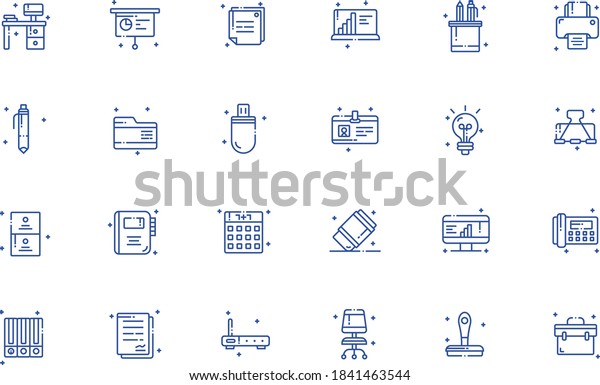 Office Outline Icon Pack All Elements Stock Vector (Royalty Free ...