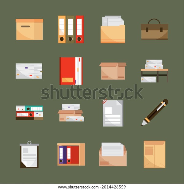 Office Paperwork Envelope Pen Binder Stock Vector (Royalty Free ...