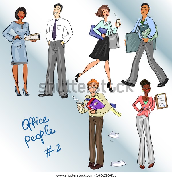 Office People 2 Hand Drawn Clip Stock Vector (Royalty Free) 146216435