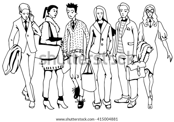 Office People Hand Drawn Stock Vector (Royalty Free) 415004881