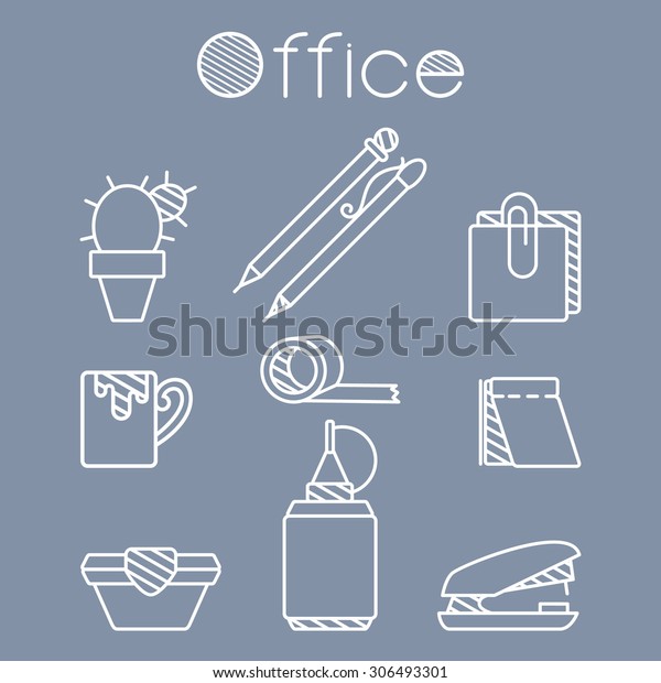 Office Stuff Outline Icons Web Stock Vector (Royalty Free) 306493301