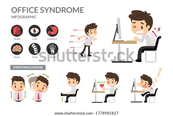 Office Syndrome Infographic Isolated Vector Illustration: เวกเตอร์สต็อก ...