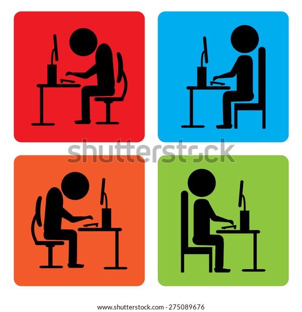Office Syndrome Stickman Use Pc Computer Stock Vector (Royalty Free ...