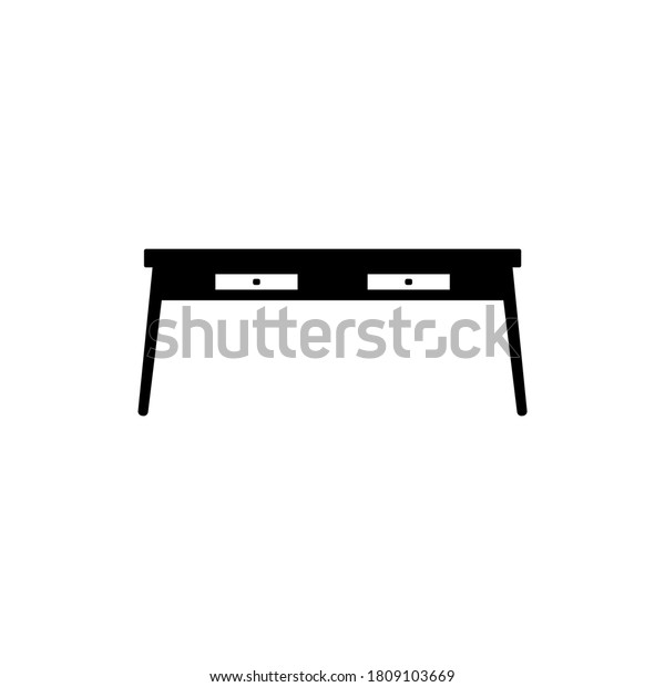 Office Table Desk Silhouette Isolated On Stock Vector (Royalty Free ...