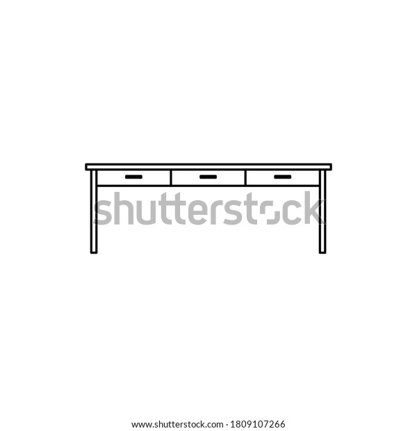 Office Table Outline Icon Office Desk Stock Vector (Royalty Free ...