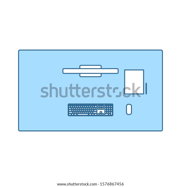 Office Table Top View Icon Thin: เวกเตอร์สต็อก (ปลอดค่าลิขสิทธิ์ ...