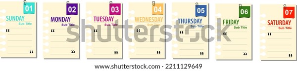 Office Timetable Schedule Kids Weekly Time Stock Vector (Royalty Free ...