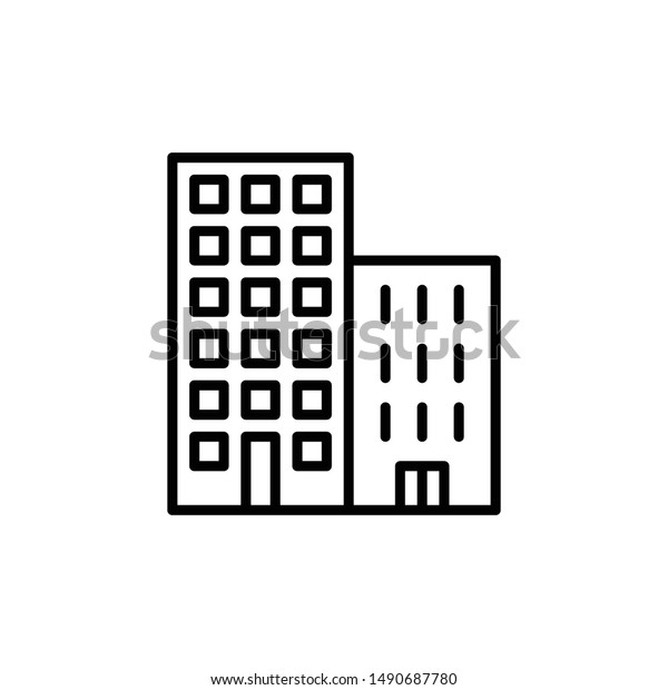 Office Tower Building Icon Outline Stock Vector (Royalty Free) 1490687780
