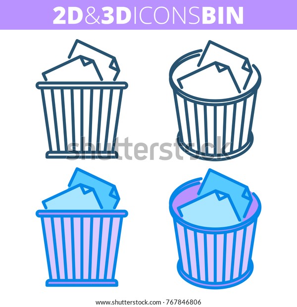 Office Waste Bin Flat Isometric 3d Stock Vector (Royalty Free ...
