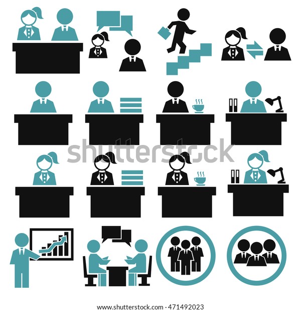 Office Work Icon Set: vector de stock (libre de regalías) 471492023 ...