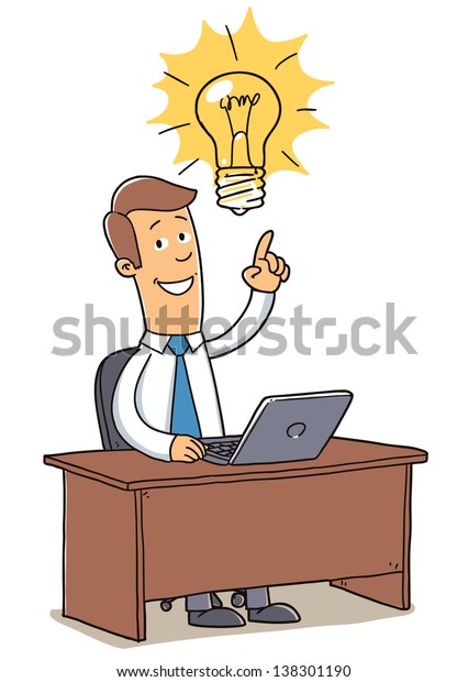 Office Worker Idea Bulb Cartoon Illustration Stock Vector (Royalty Free ...
