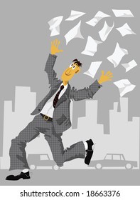 Office Worker Throw Away His Paperwork Stock Vector (Royalty Free ...