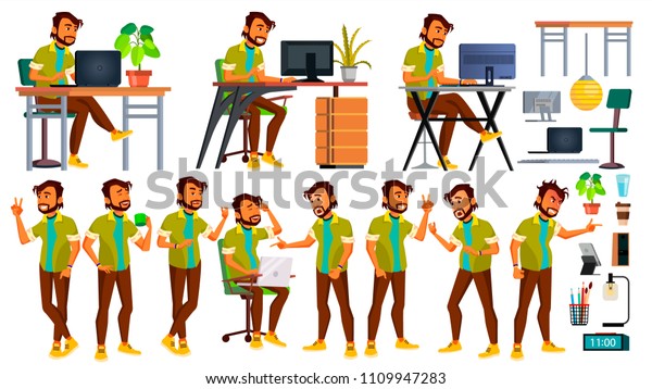 Office Worker Vector. Indian Emotions, Various Gestures. Business Human ... Office Worker Vector. Indian Emotions, Various Gestures. Business Human ...