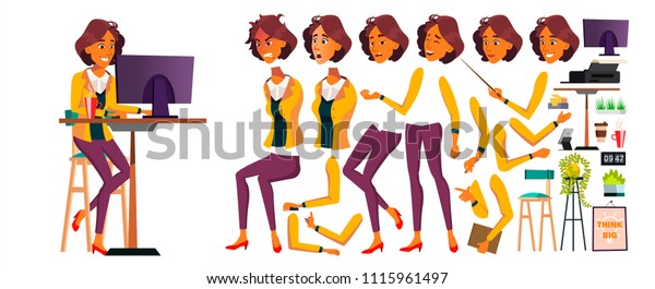 Office Worker Vector. Woman. Animated Elements. Lifestyle Generator ...