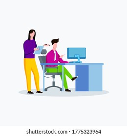 Vektor Stok Office Workers Helping Each Other Office (Tanpa Royalti ...