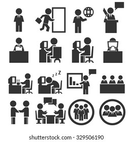 Business Coworkers Talking Working Computers Vector Stock Vector ...