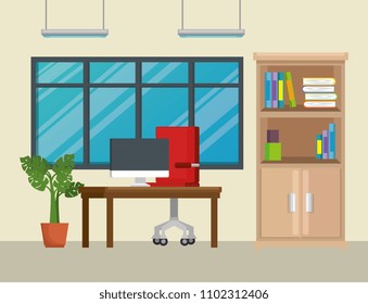 Office Workplace Scene Icons Stock Vector (Royalty Free) 1102312406